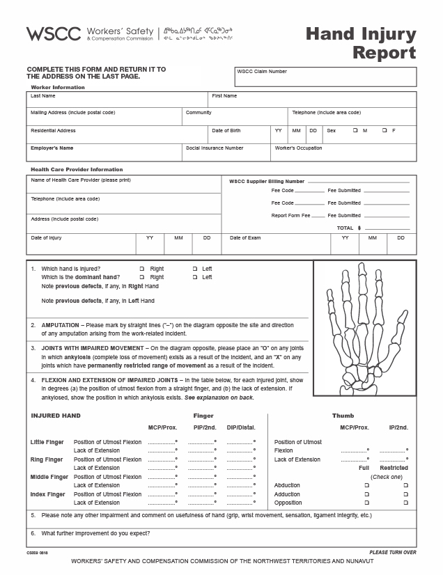 Hand Injury Report | WSCC | Workers' Safety and Compensation Commission
