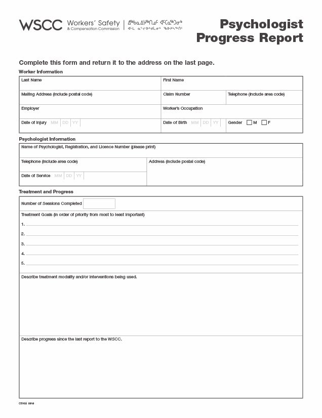 Psychologist Progress Report | WSCC | Workers' Safety and Compensation ...