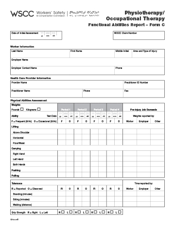 Physiotherapy/Occupational Therapy Functional Abilities Report – Form C ...