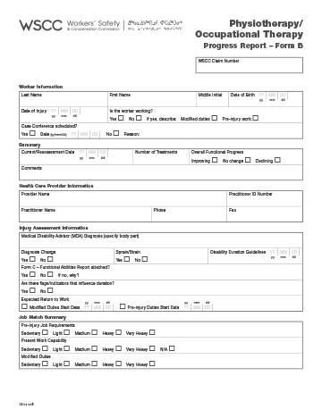 Physiotherapy/Occupational Therapy Progress Report – Form B | WSCC ...