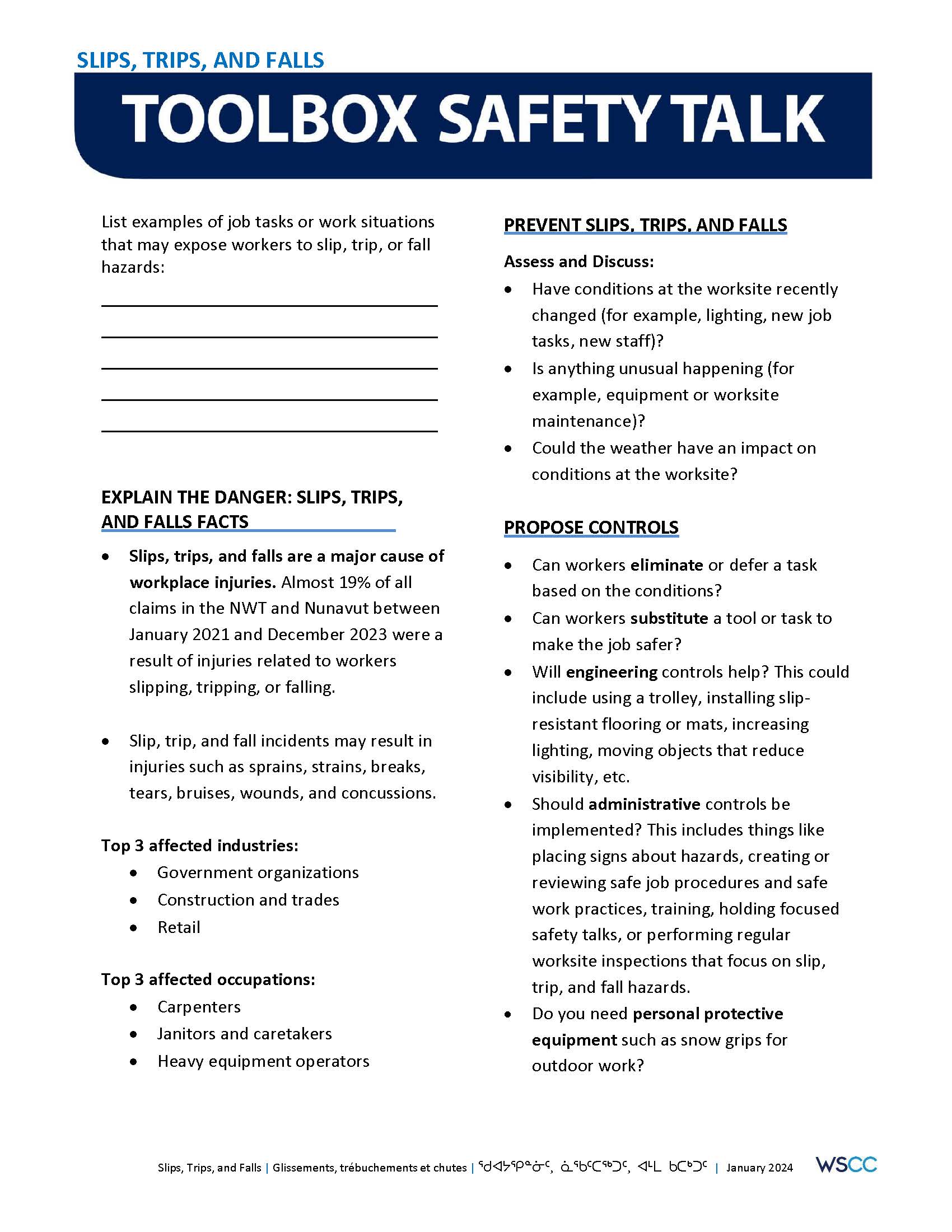 Slips, Trips, & Falls | WSCC | Workers' Safety and Compensation Commission