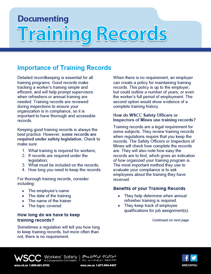 Documenting Training Records | WSCC | Workers' Safety and Compensation ...