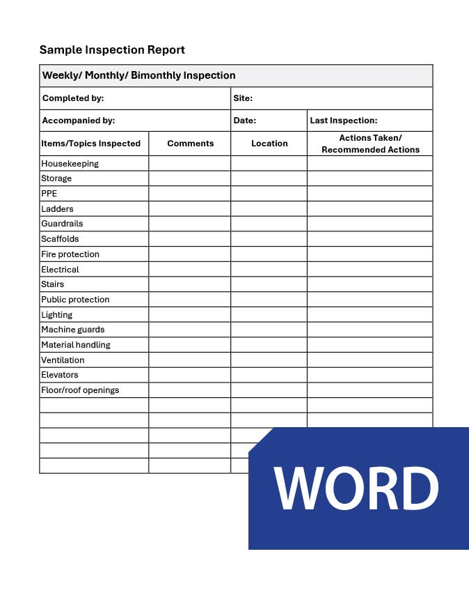 Sample Inspection Report | WSCC | Workers' Safety and Compensation ...